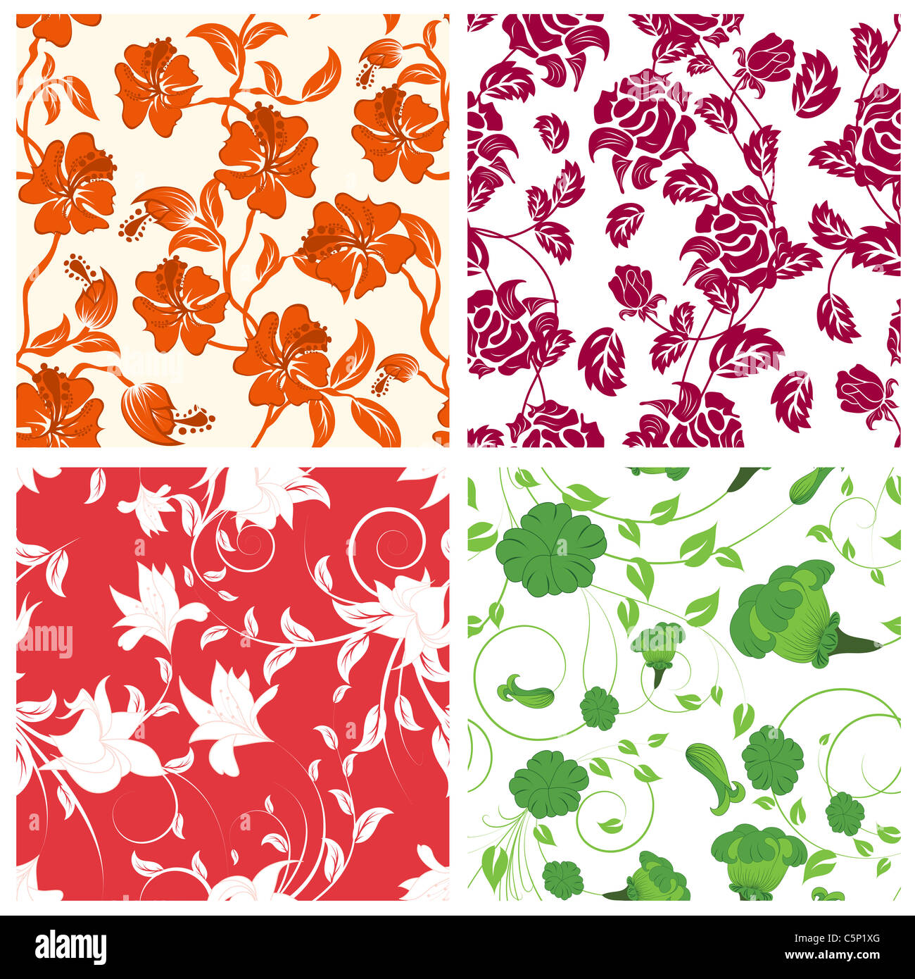 Seamless vector floral pattern Stock Photo - Alamy