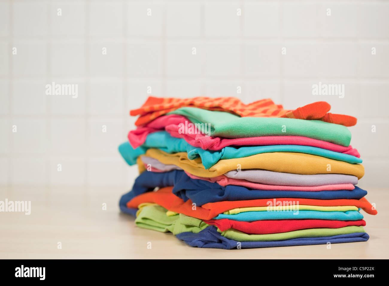 Pile of clean laundry Stock Photo - Alamy