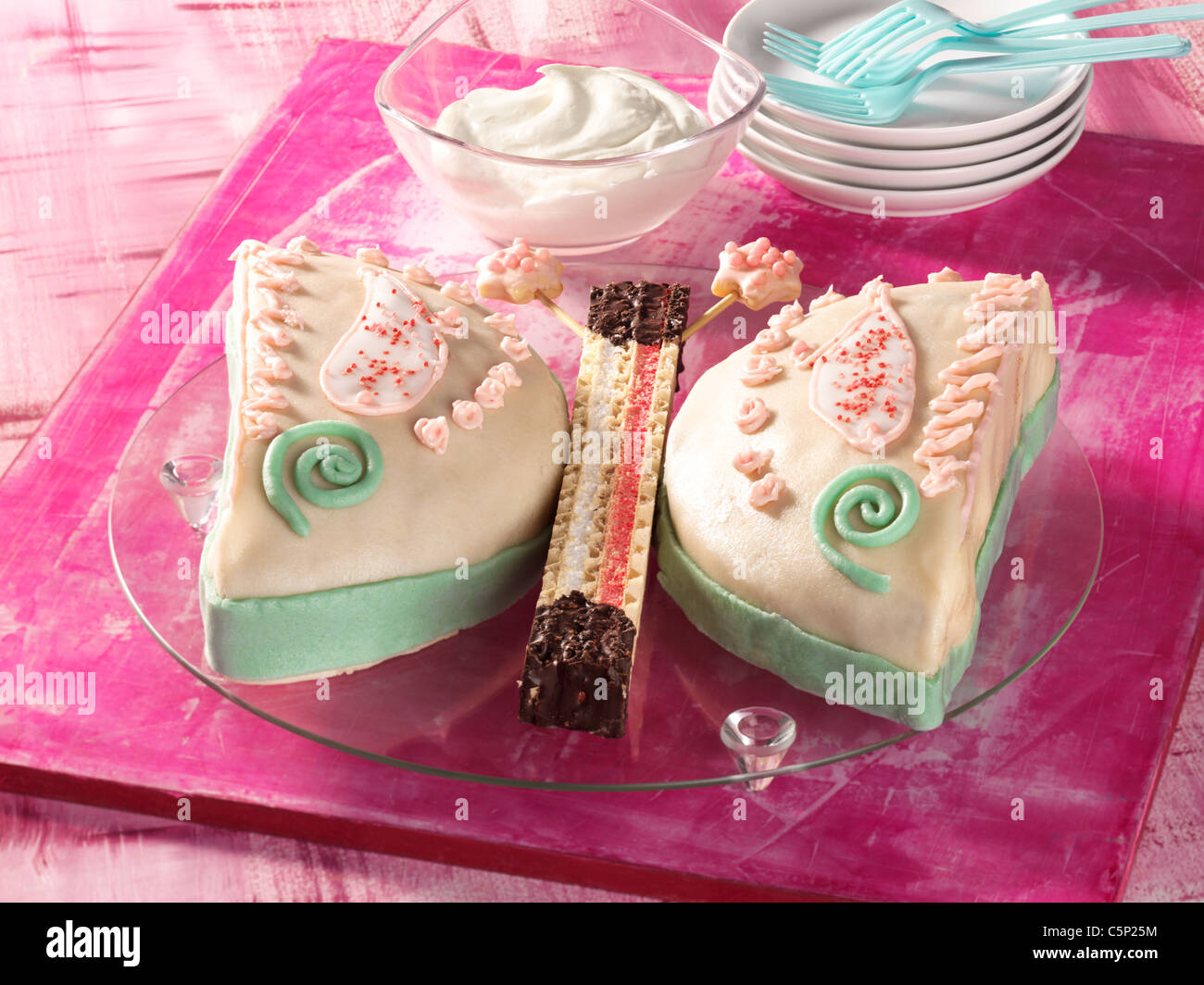 Colorful butterfly cake Stock Photo - Alamy
