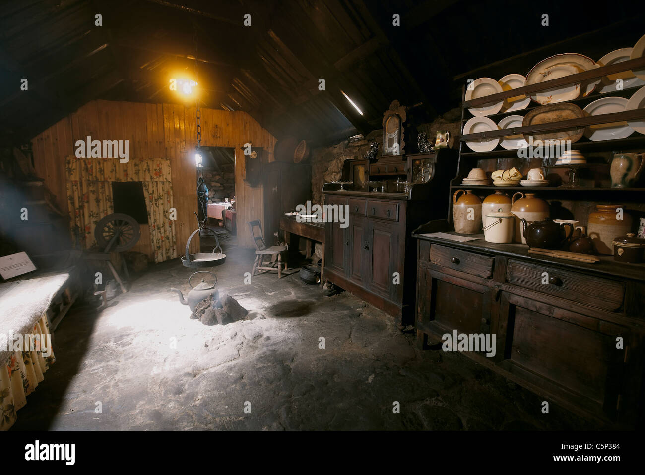 The Arnol Black House museum Interior, Isle of Lewis, Outer Hebrides, Scotland, UK Stock Photo ...