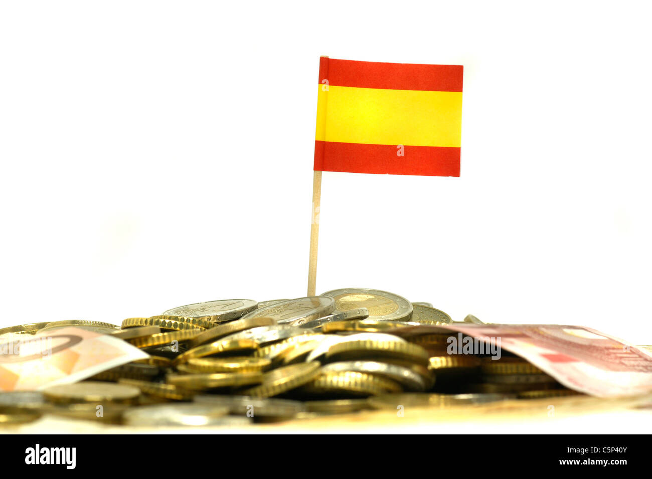 money and a spain flag Stock Photo - Alamy