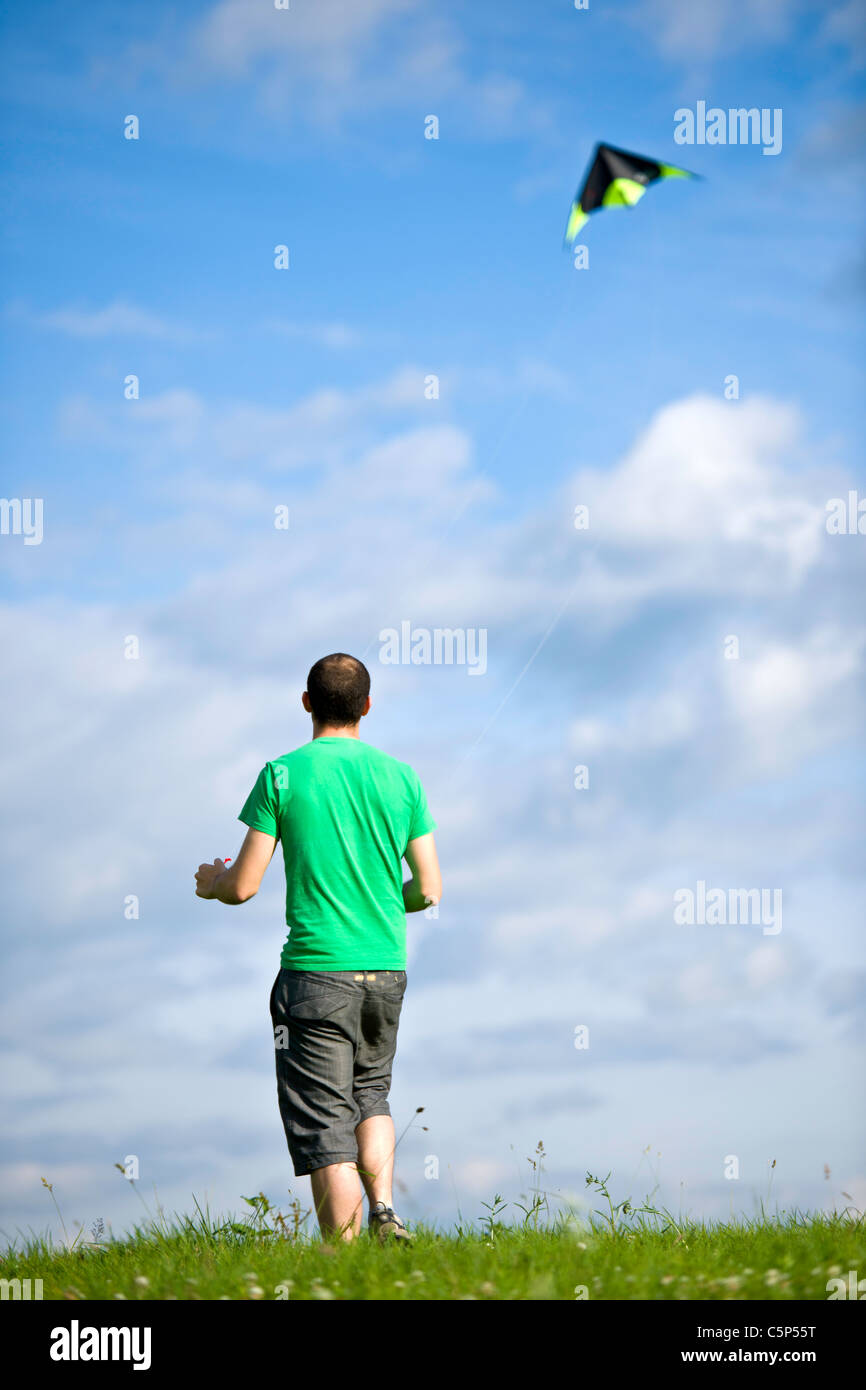 Flying a Kite Stock Photo - Alamy