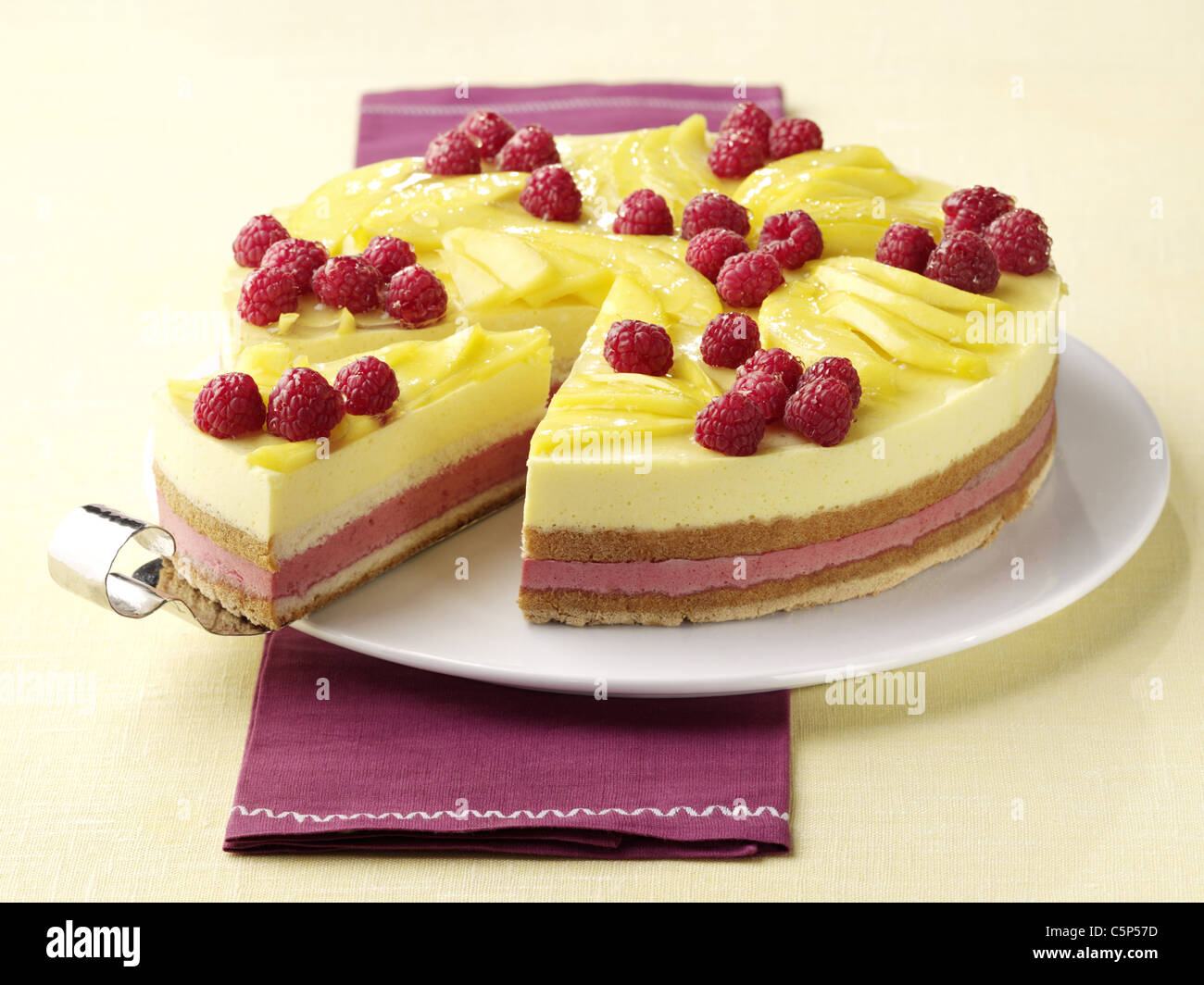 Raspberry mango tart Stock Photo - Alamy