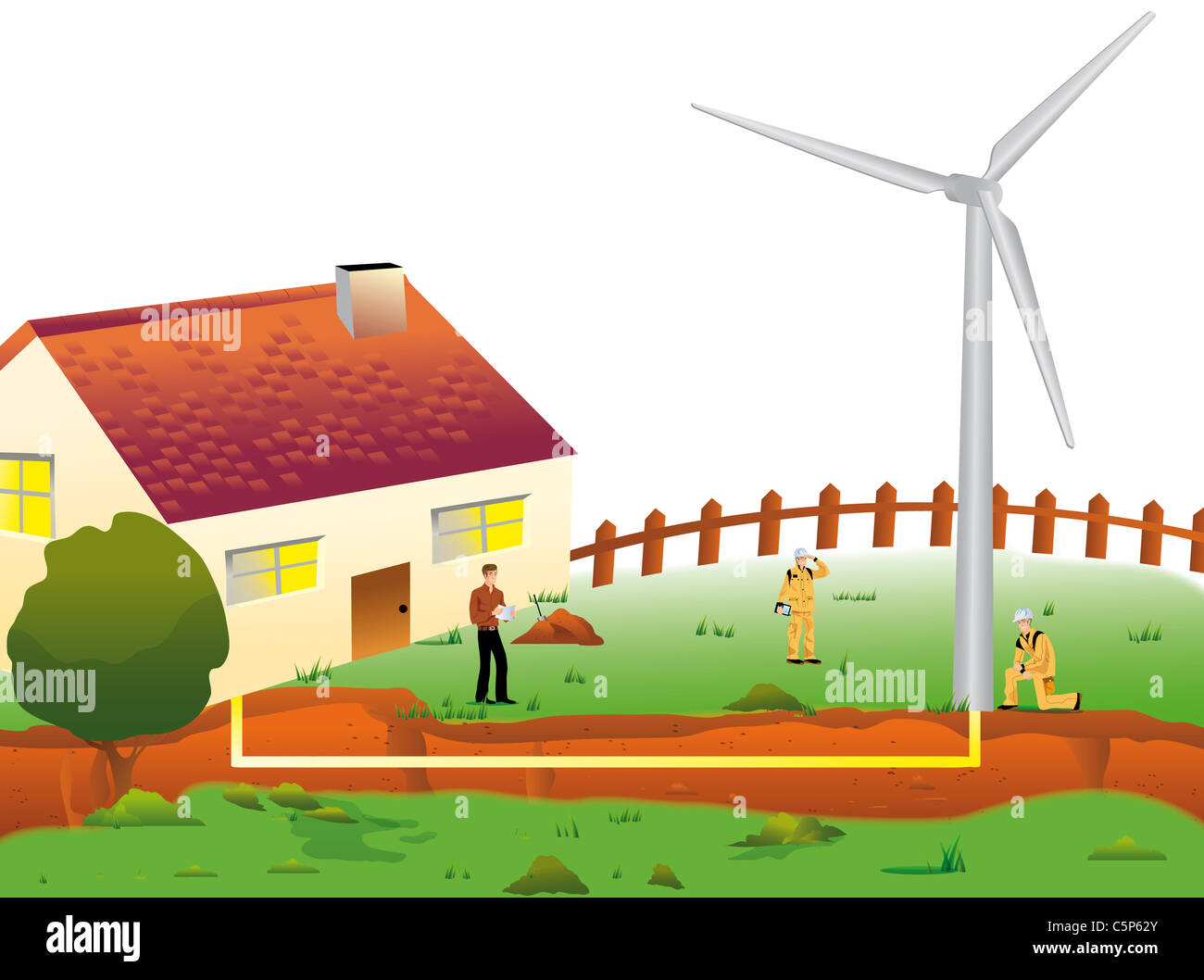 electrical conduit in the basement for a wind of a dwelling house Stock ...