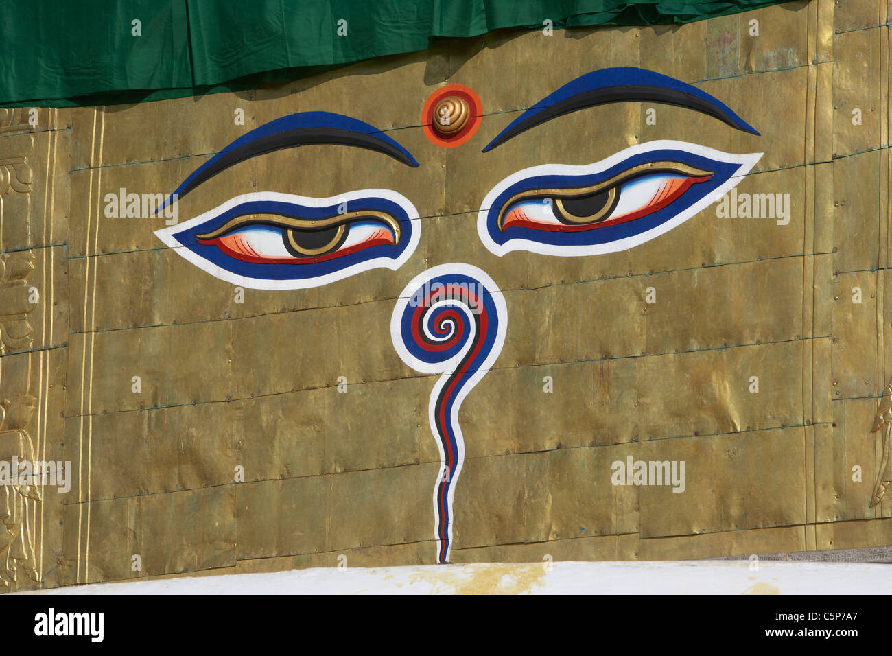 The all seeing eyes of Buddha looking out over the Swayambhunath temple ...