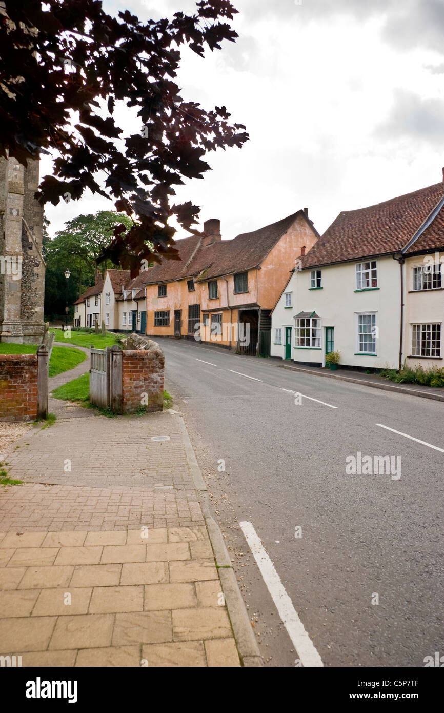 Church Street and Chequers, formerly a pub, Boxford, Suffolk, England ...