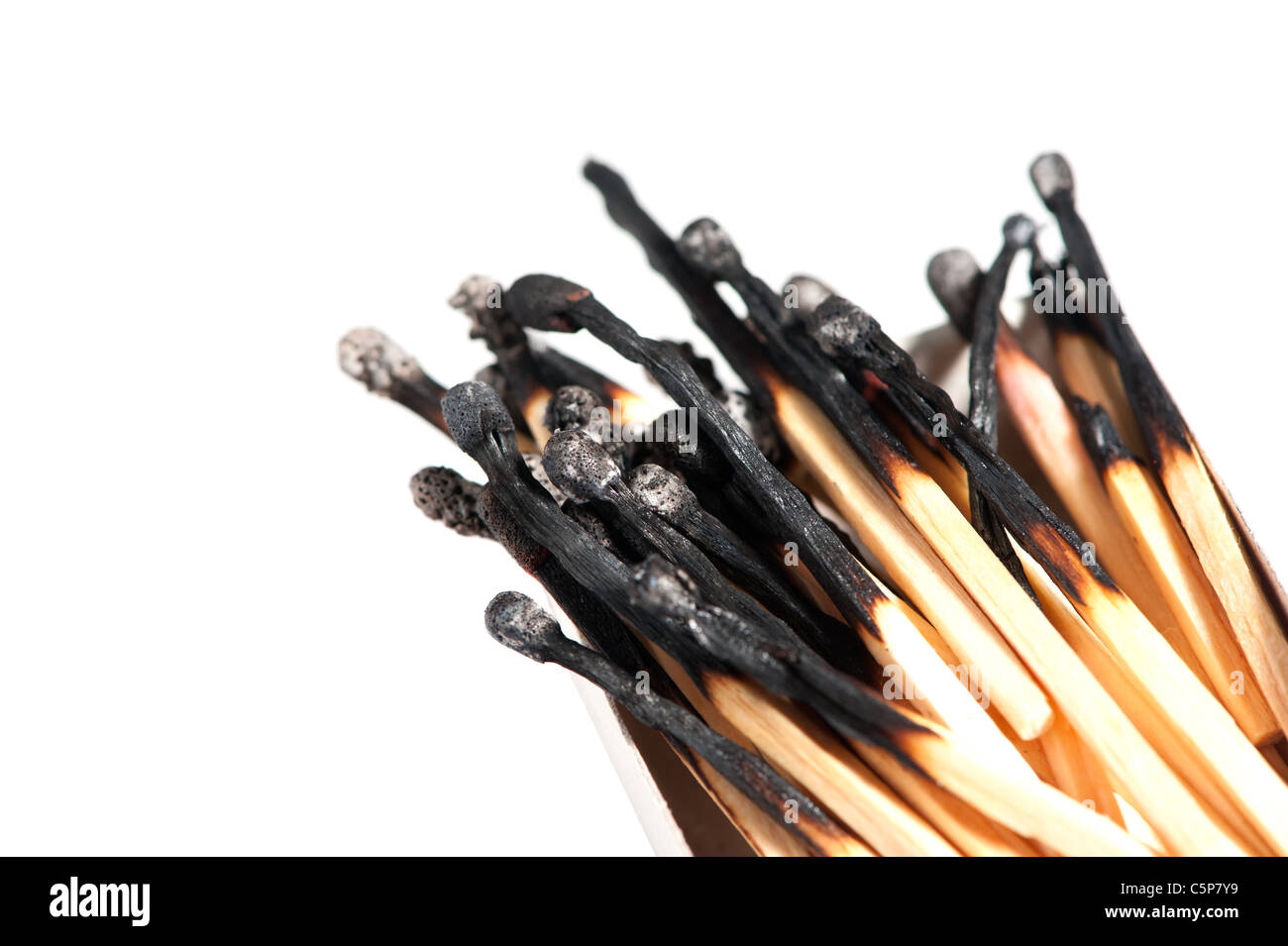 burned matches in a box, isolated on white background Stock Photo - Alamy