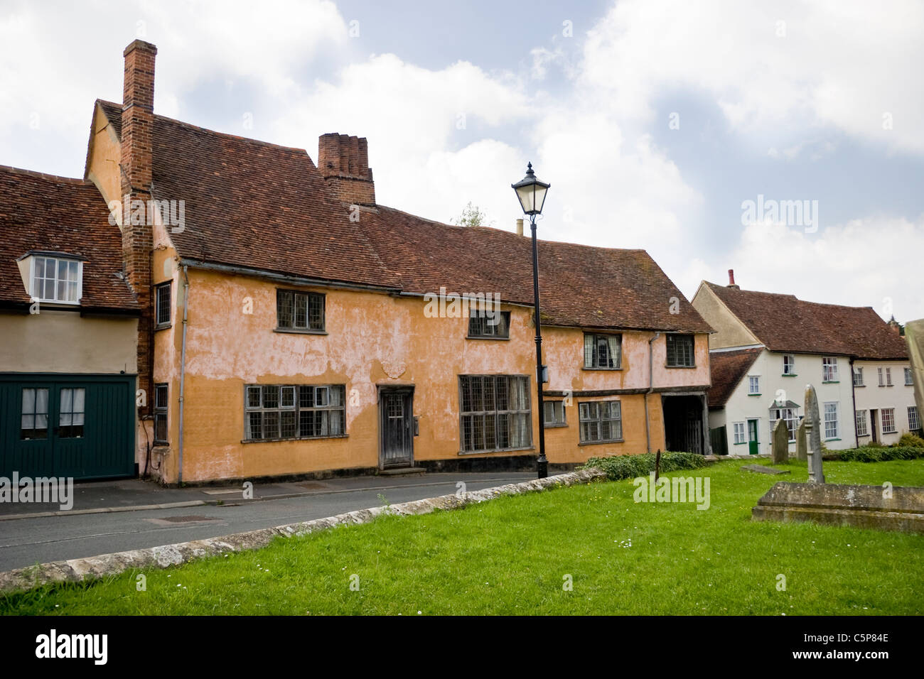 Church Street and Chequers, formerly a pub, Boxford, Suffolk, England ...