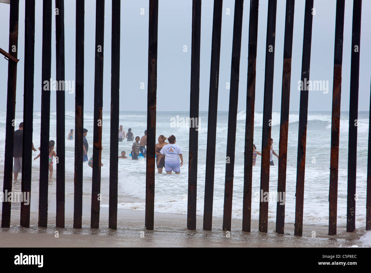U.S.-Mexico Border Fence at Pacific Ocean Stock Photo - Alamy