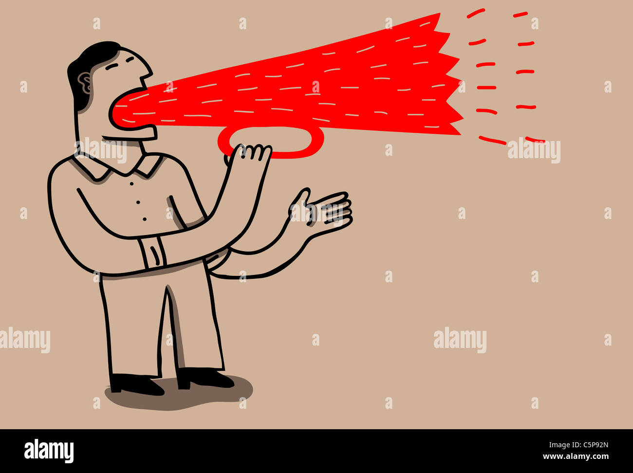 Cartoon illustration man screaming loud hi-res stock photography and ...