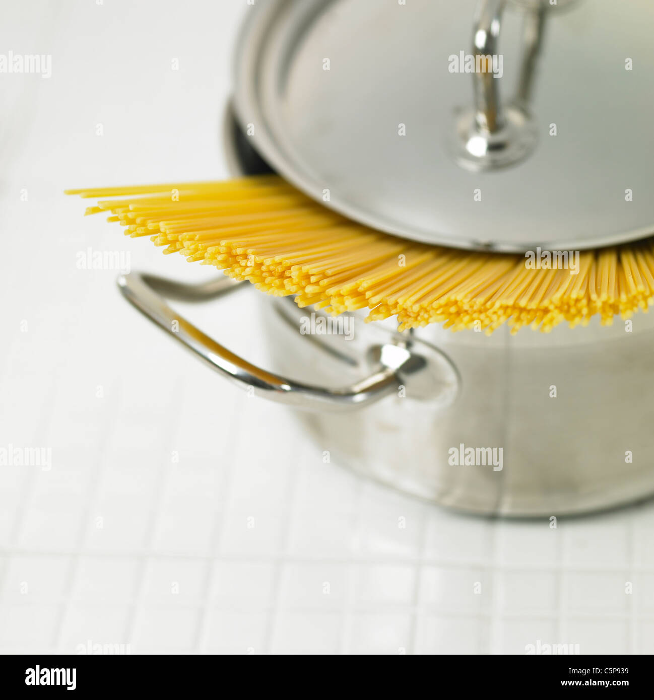 Pasta noodles in a pot Stock Photo - Alamy
