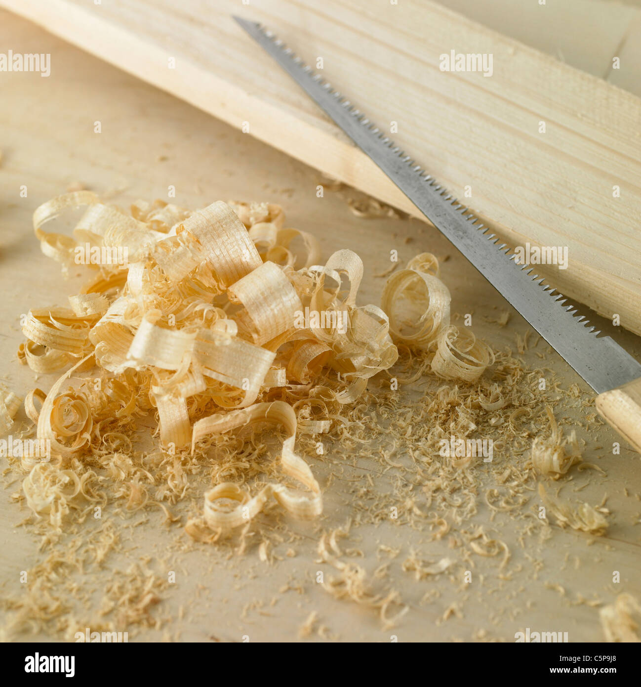 A saw and sawdust Stock Photo - Alamy