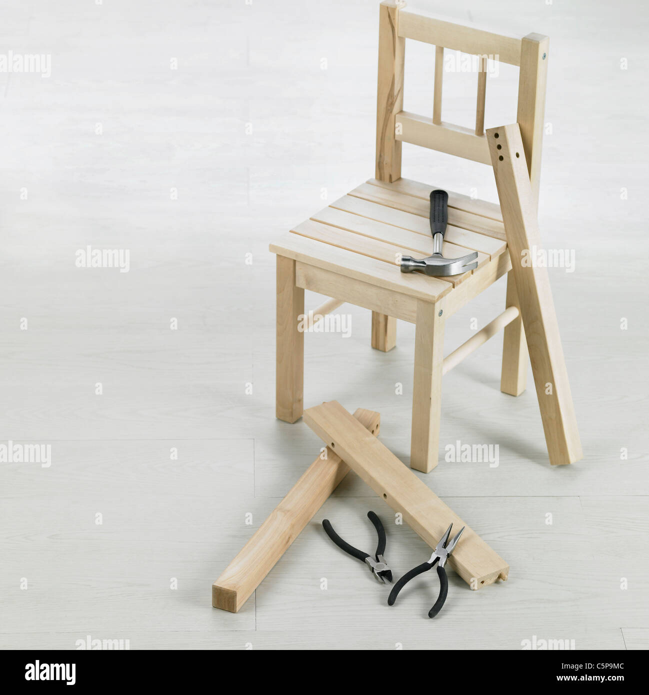 Wooden chair and tools Stock Photo - Alamy