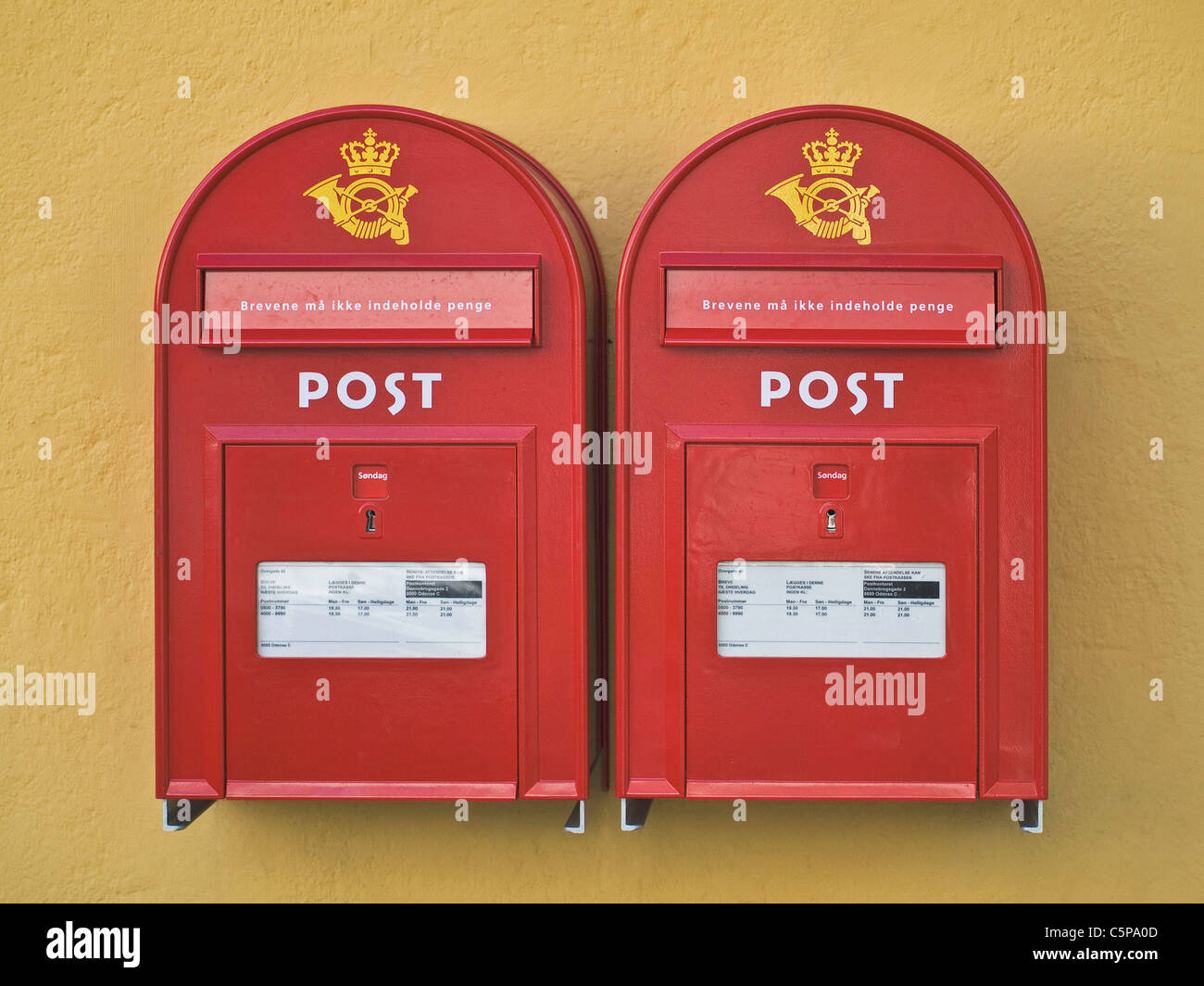 Two letterboxes from Post Denmark Stock Photo - Alamy