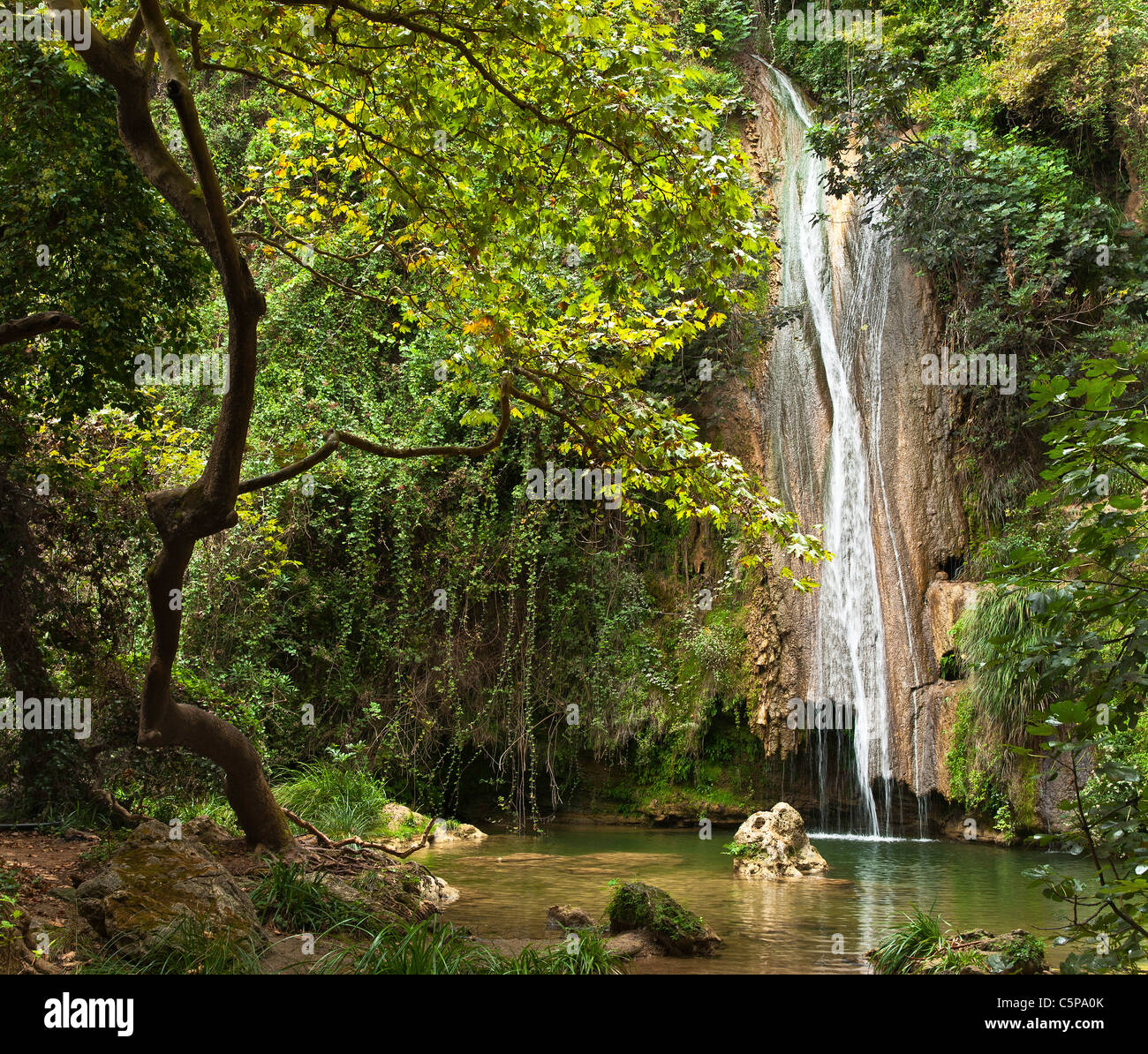 Waterfall at Shinolaka near Gialova, Messinia, Peloponnese, Greece ...