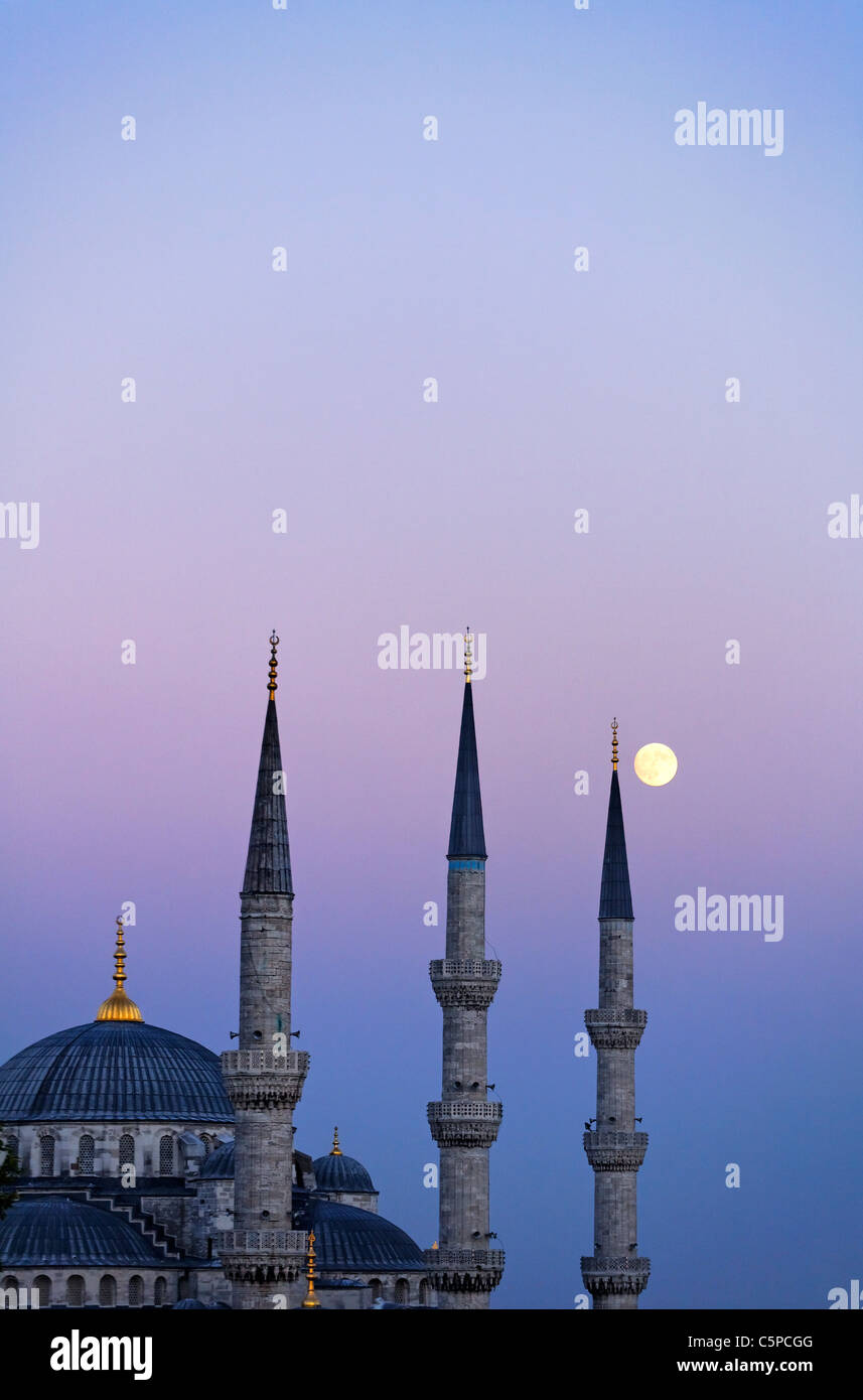 Turkey - Istanbul - The Blue Mosque and the moon Stock Photo - Alamy