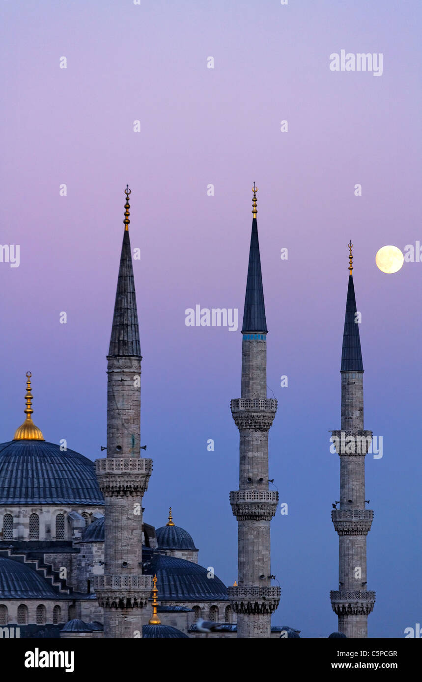Turkey - Istanbul - The Blue Mosque and the moon Stock Photo - Alamy
