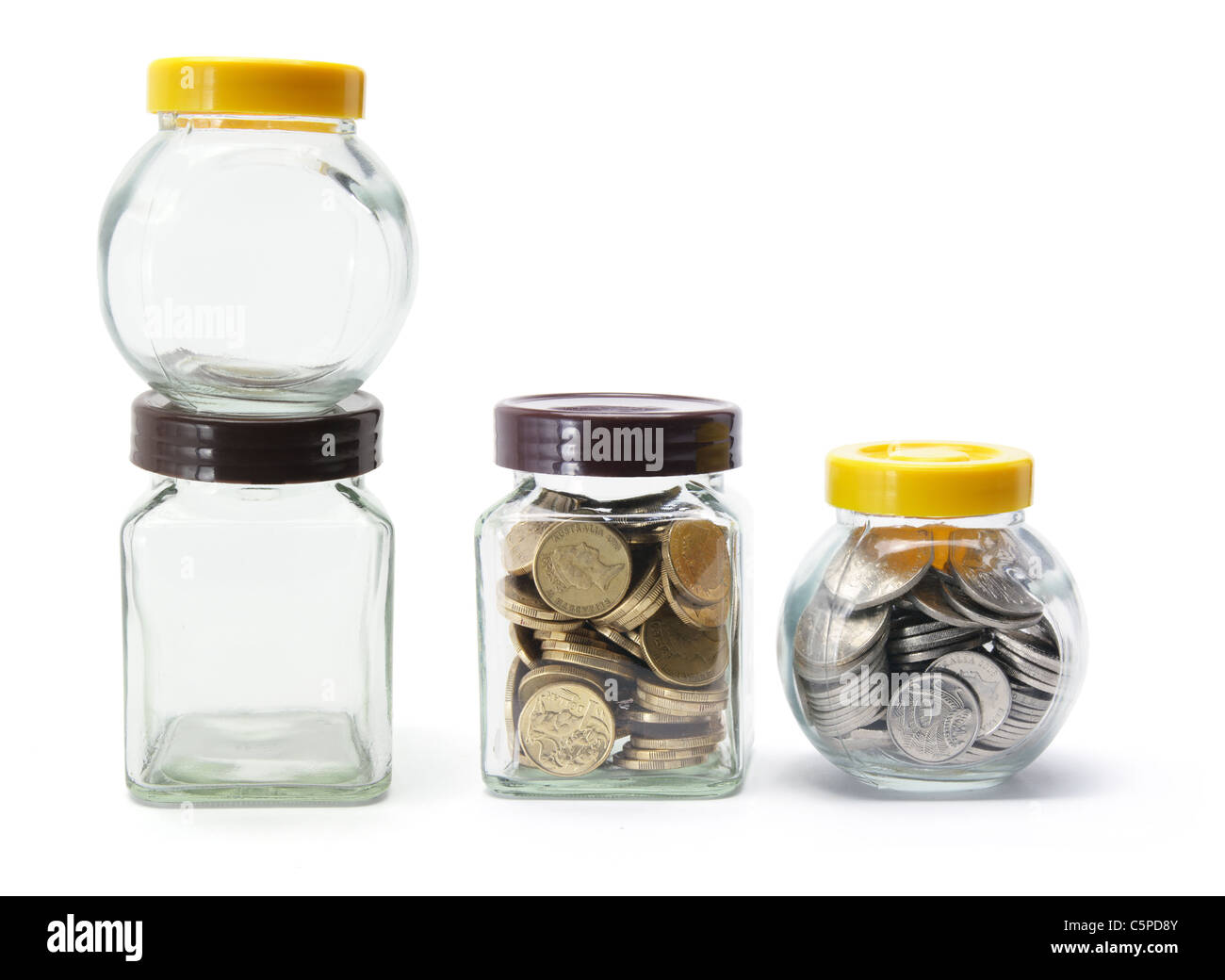 Glass Jars on White Background Stock Photo - Alamy