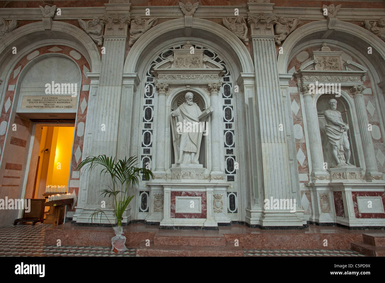Messina Italy Duomo Cathedral Basilica inside with arch, marble floors ...