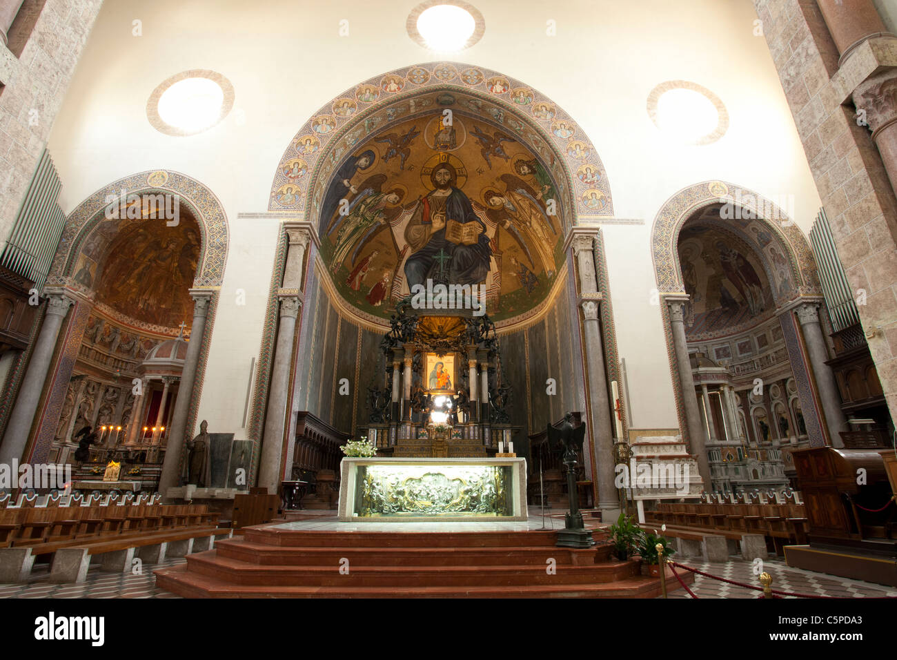 Messina Italy Duomo Cathedral Basilica inside with arch, marble floors ...