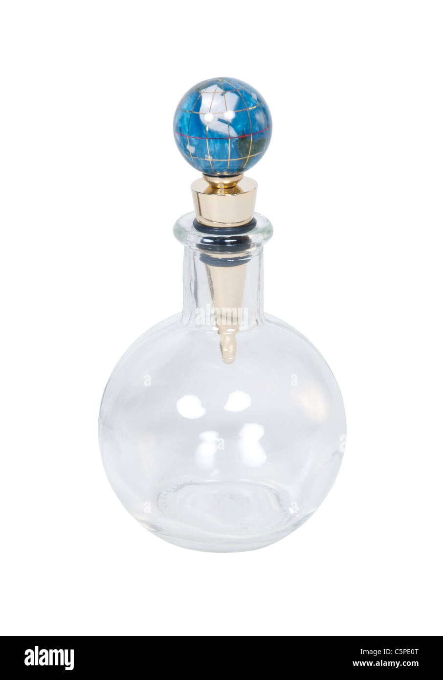 World potion shown by a globe stopper on a glass bottle - path included ...
