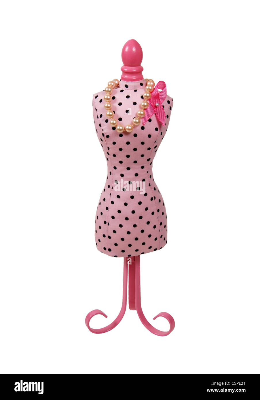 Pink dress form used for dressmaking and merchandising modeling a ...