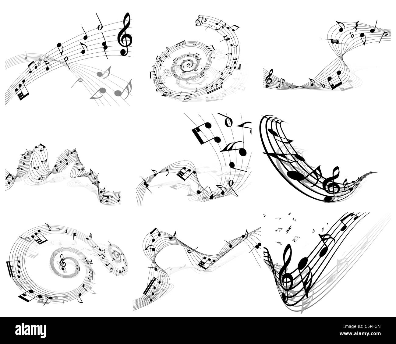 Vector musical note staff background set for design use Stock Photo - Alamy