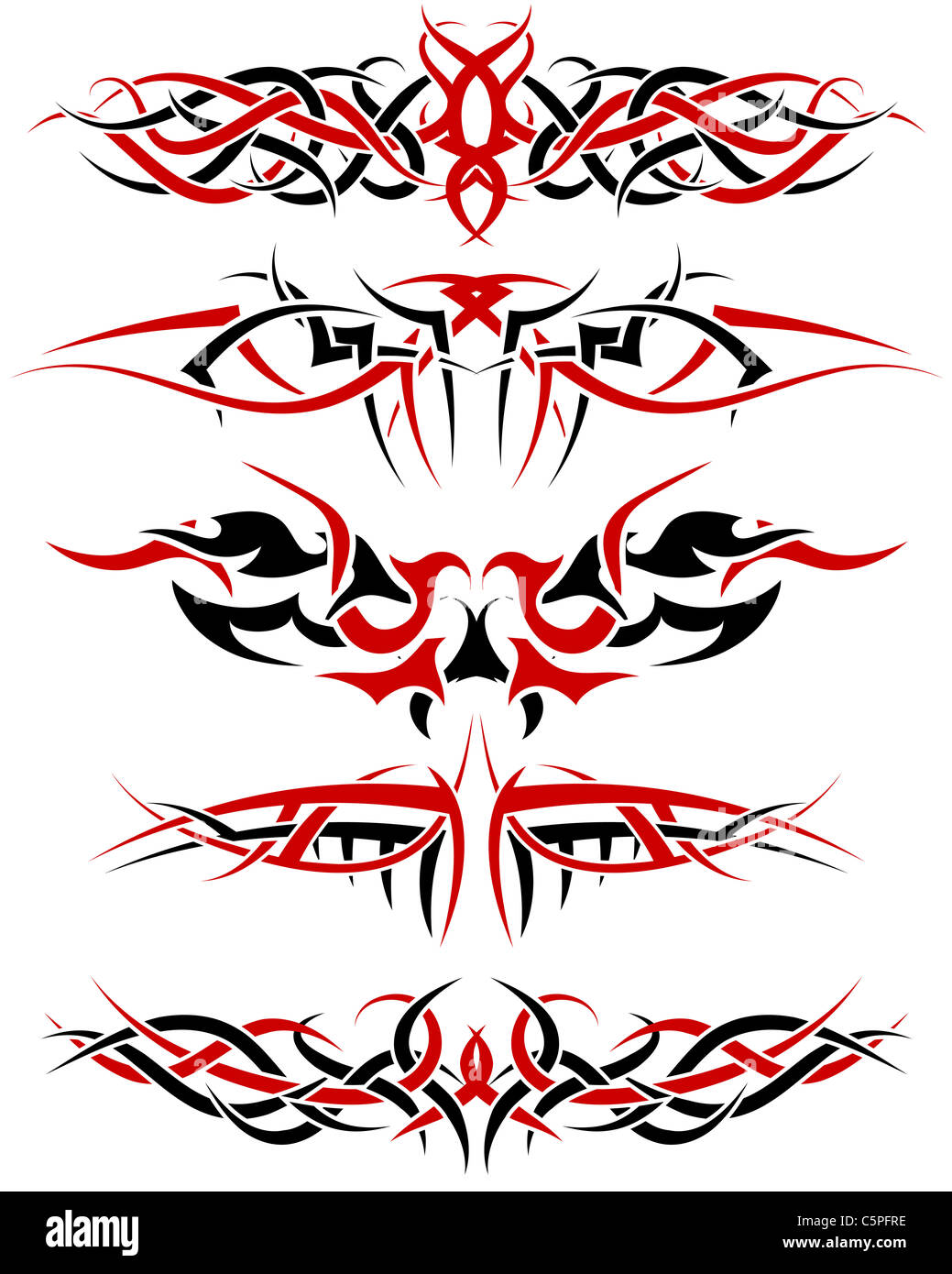 Black with red patterns of tribal tattoo for design use Stock Photo - Alamy