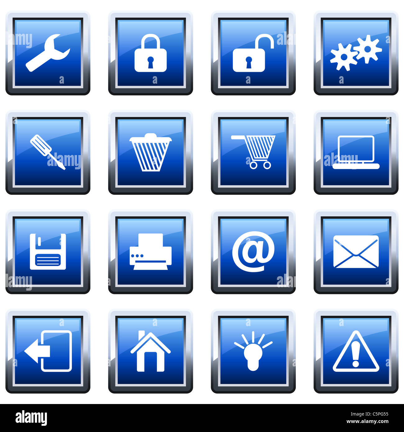 Collection of different icons for using in web design Stock Photo - Alamy