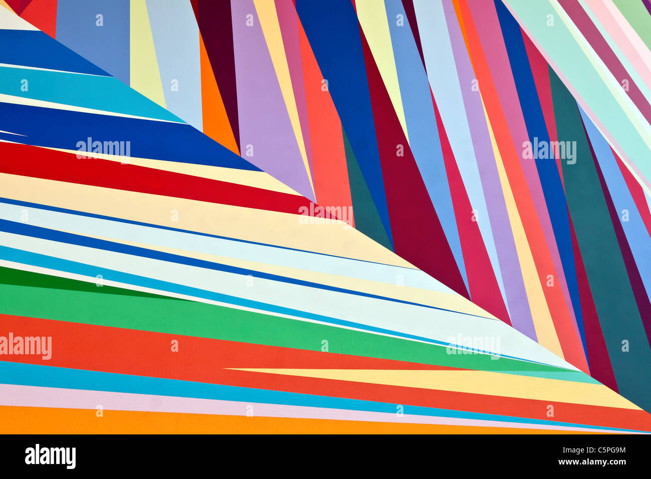 background of colored bands painted on the wall paint carnival Stock ...