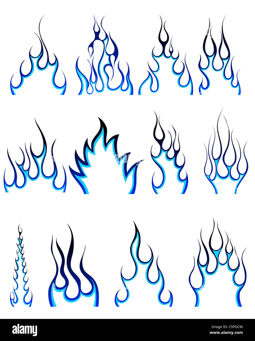 Set of different fire patterns for design use Stock Photo - Alamy