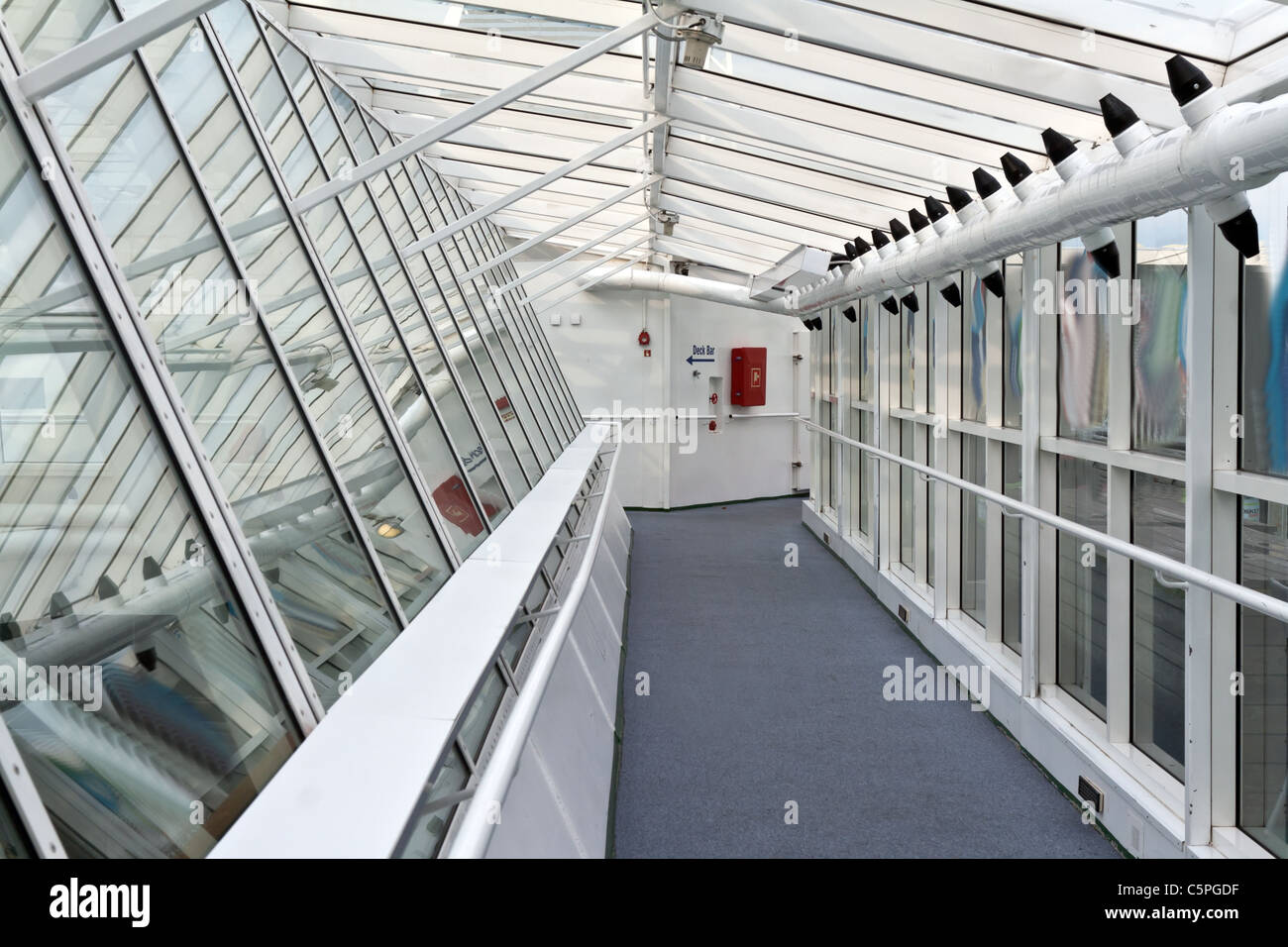 ship corridor with windows and handrails Stock Photo - Alamy