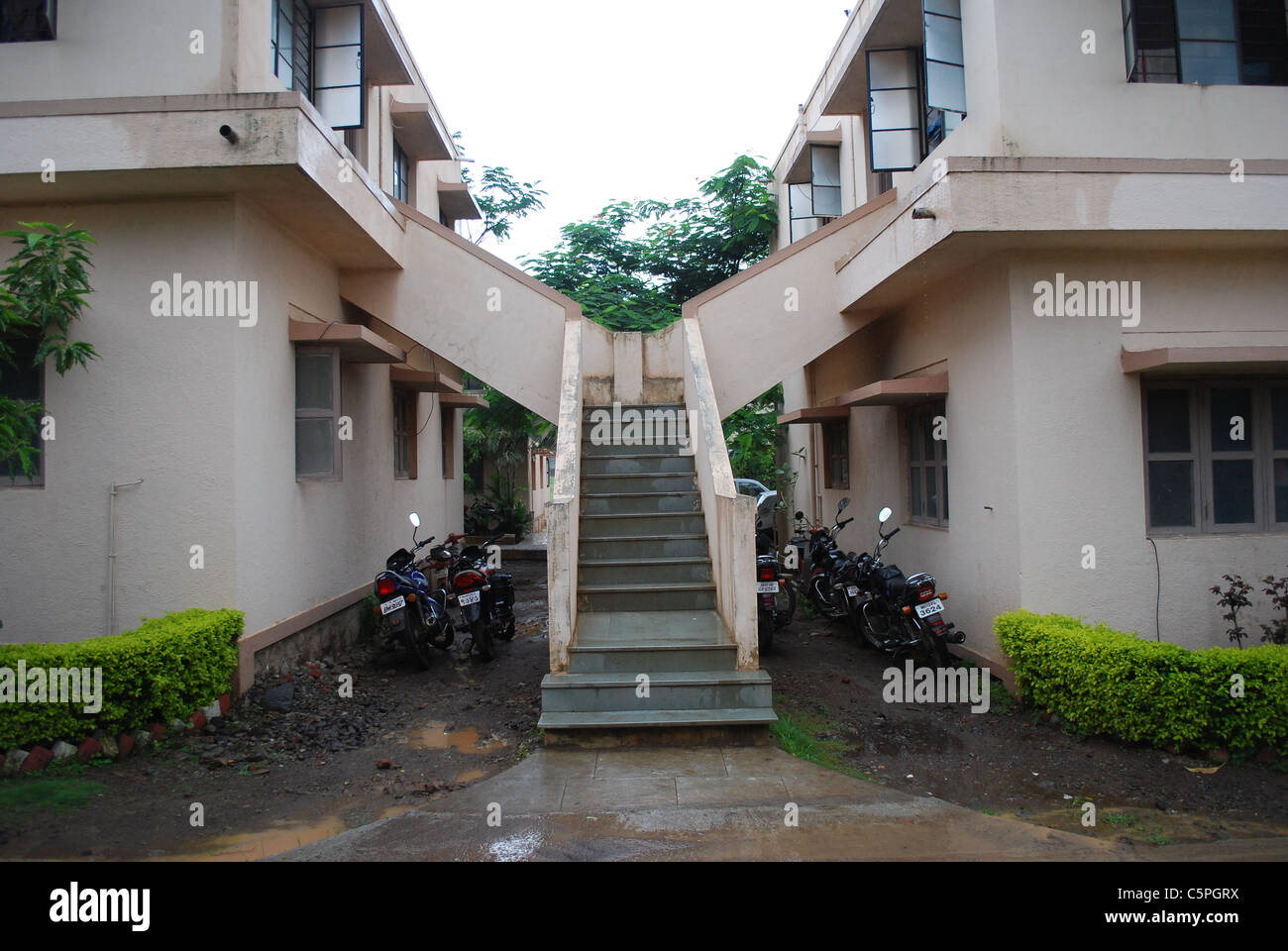 Building two building one common stair hi-res stock photography and ...