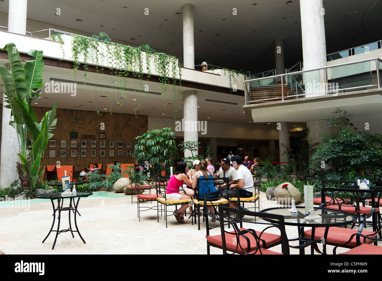 Central lobby of the Hotel Habana Libre, the old Havana Hilton, Cuba ...