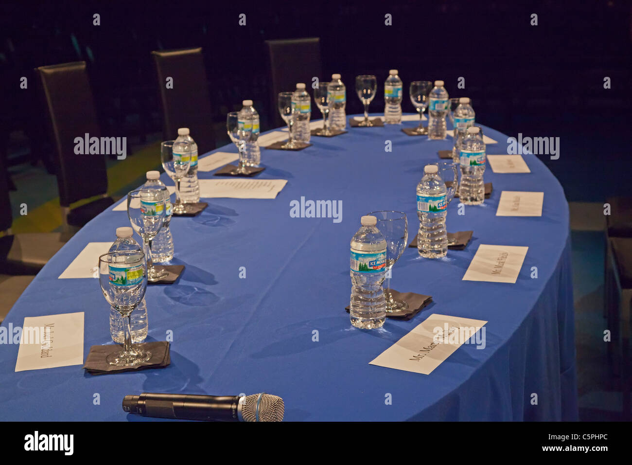 Dearborn, Michigan - A conference table prepared for the beginning of ...