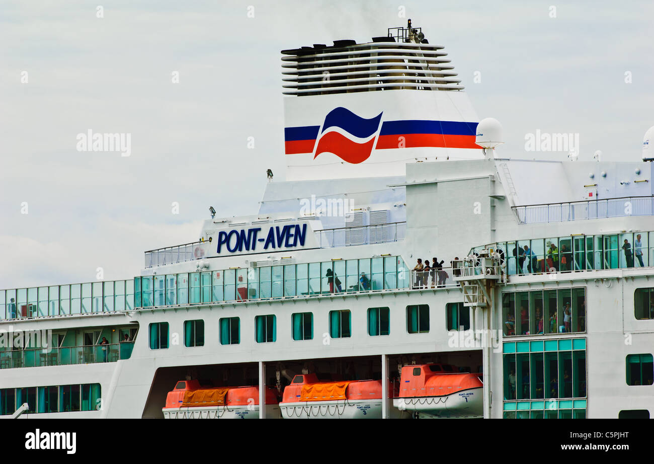 Brittany Ferries MV Pont Aven arriving in Santander, Spain Stock Photo ...
