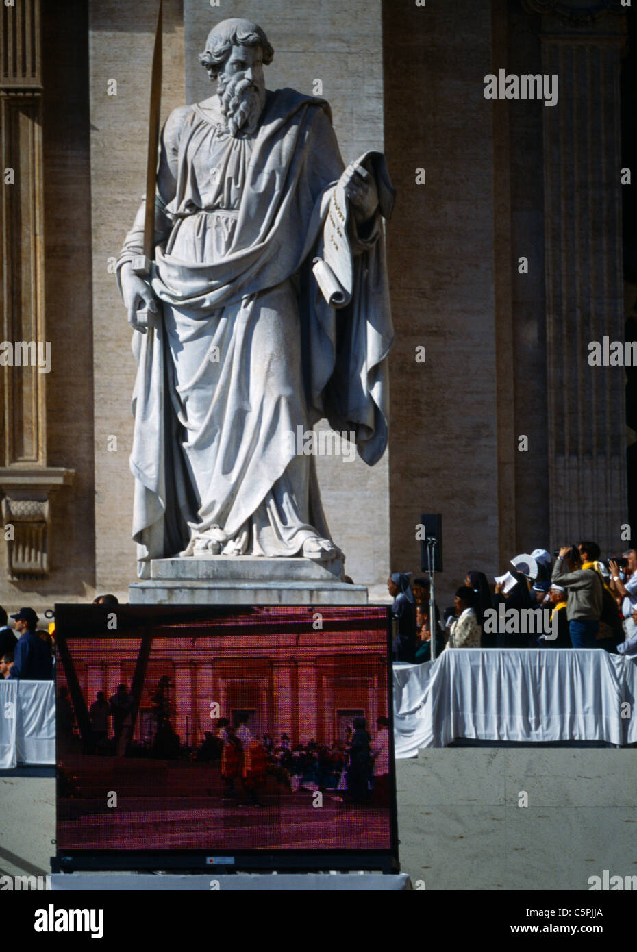 Vatican Rome Italy Plasma Screen showing Beatification Stock Photo - Alamy