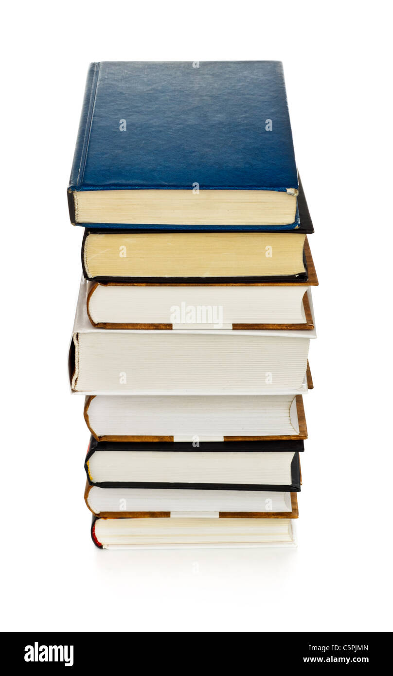 high stack of books isolated on white Stock Photo - Alamy