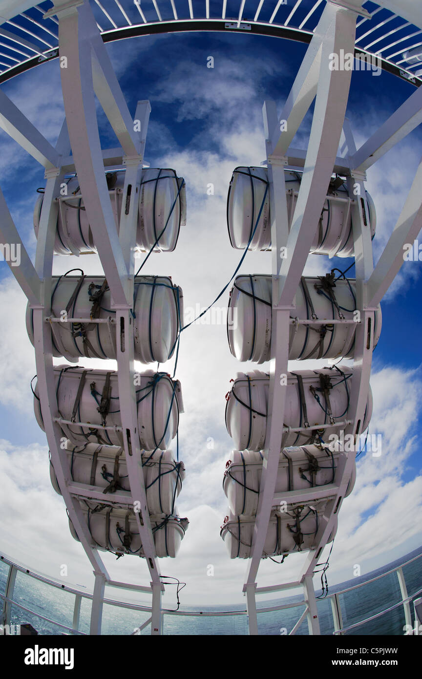 Life Rafts on the Brittany Ferries mv Pont Aven Stock Photo - Alamy