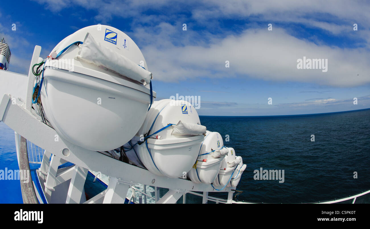 Life Rafts on the Brittany Ferries mv Pont Aven Stock Photo - Alamy