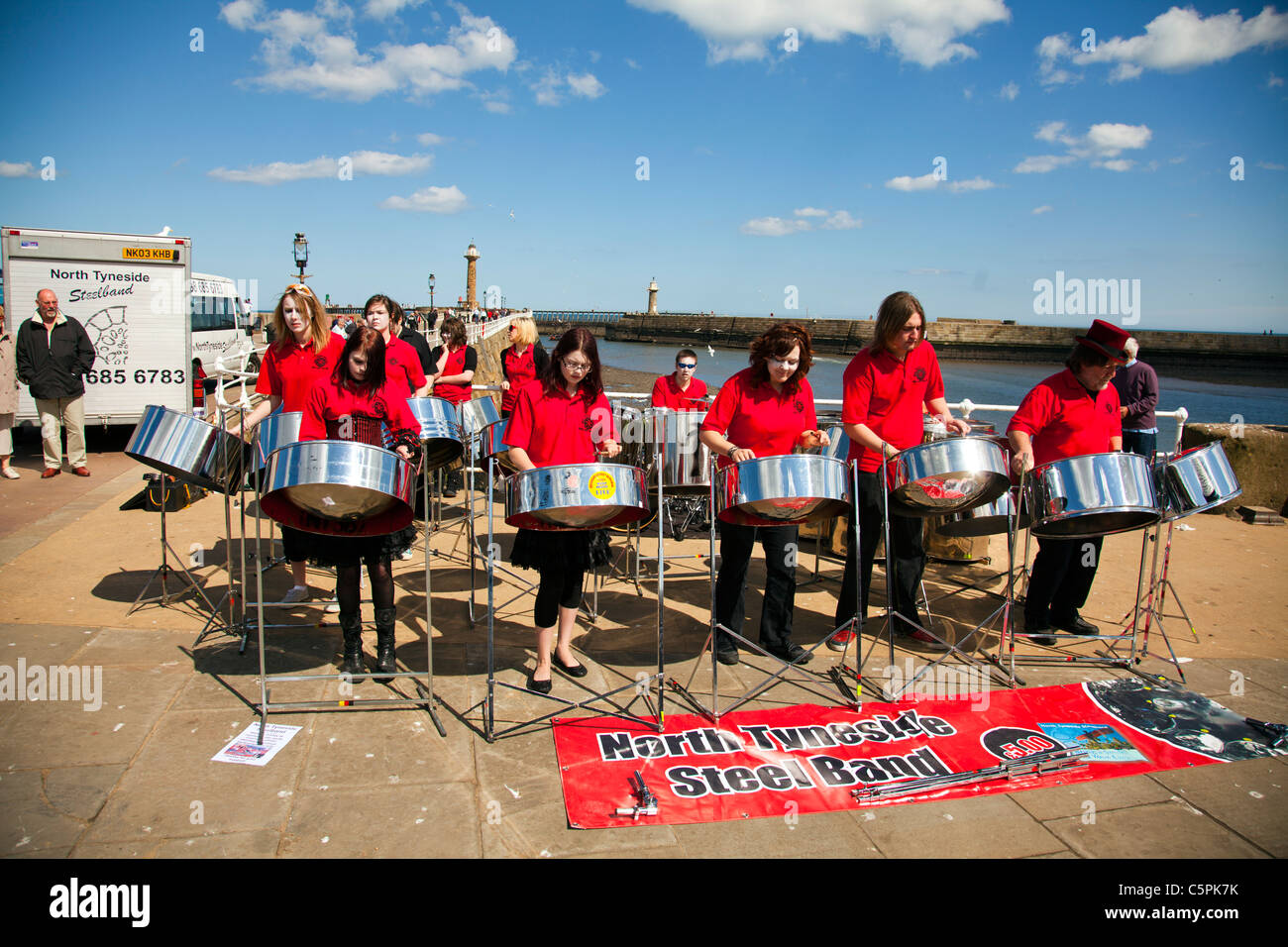 Whitby steel band group playing harbour town girls hi-res stock ...