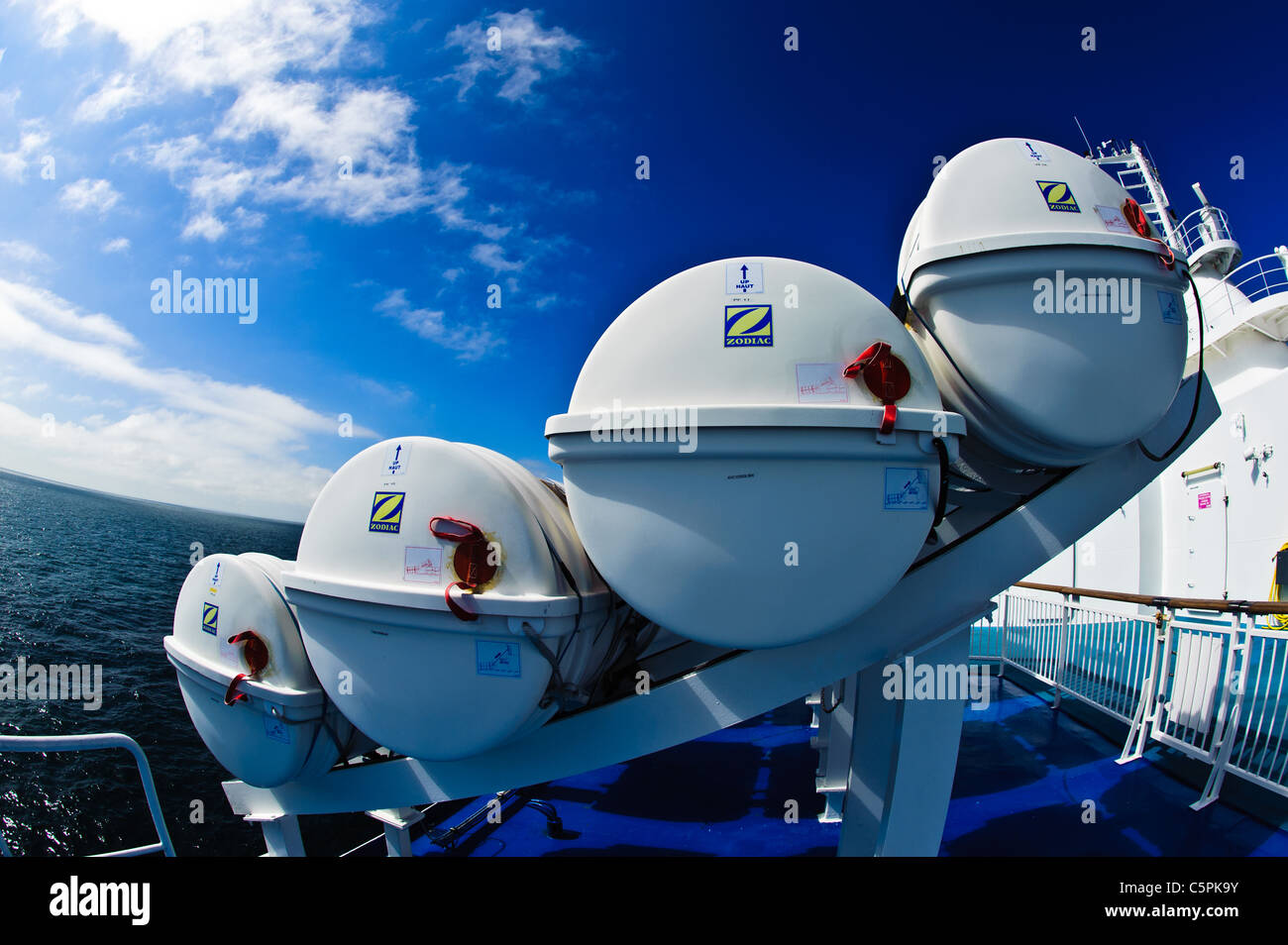 Life Rafts on the Brittany Ferries mv Pont Aven Stock Photo - Alamy