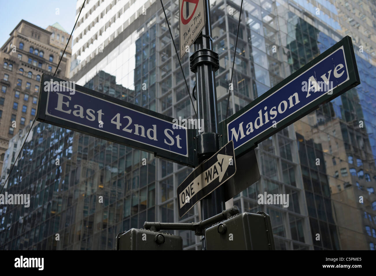 Road signs, New York City, Manhattan, United States Stock Photo - Alamy