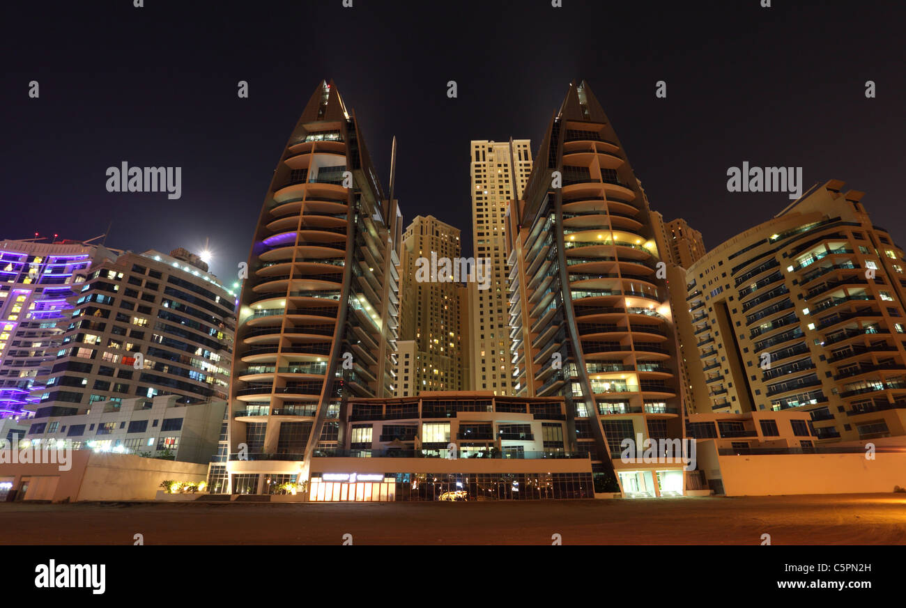 Night scene at Dubai Marina, United Arab Emirates Stock Photo - Alamy