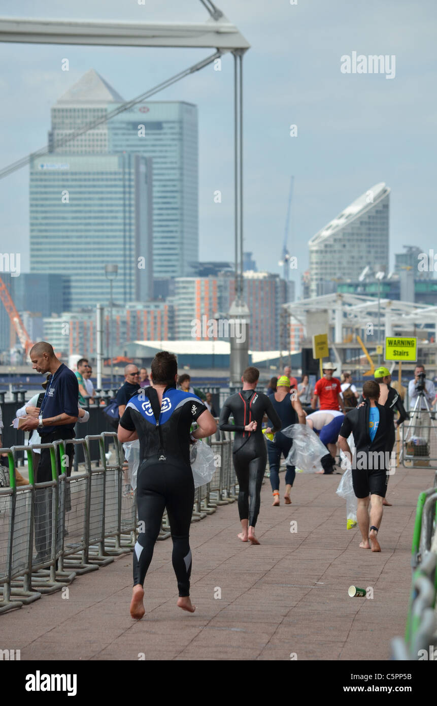 Swimmers in Triathlon Stock Photo - Alamy