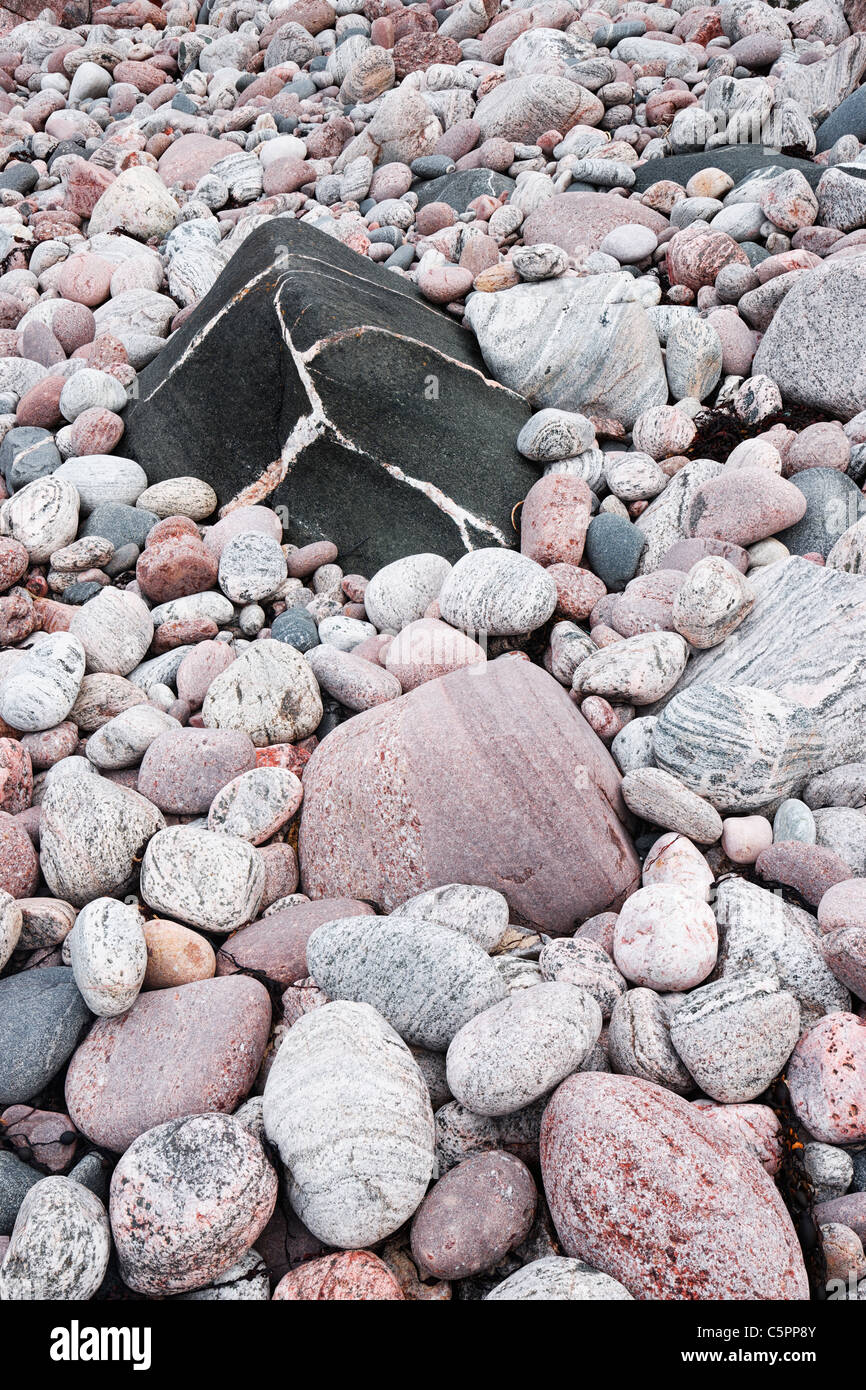 Stones and pebbles on the beach at Oldshoremore, Sutherland, Highland ...