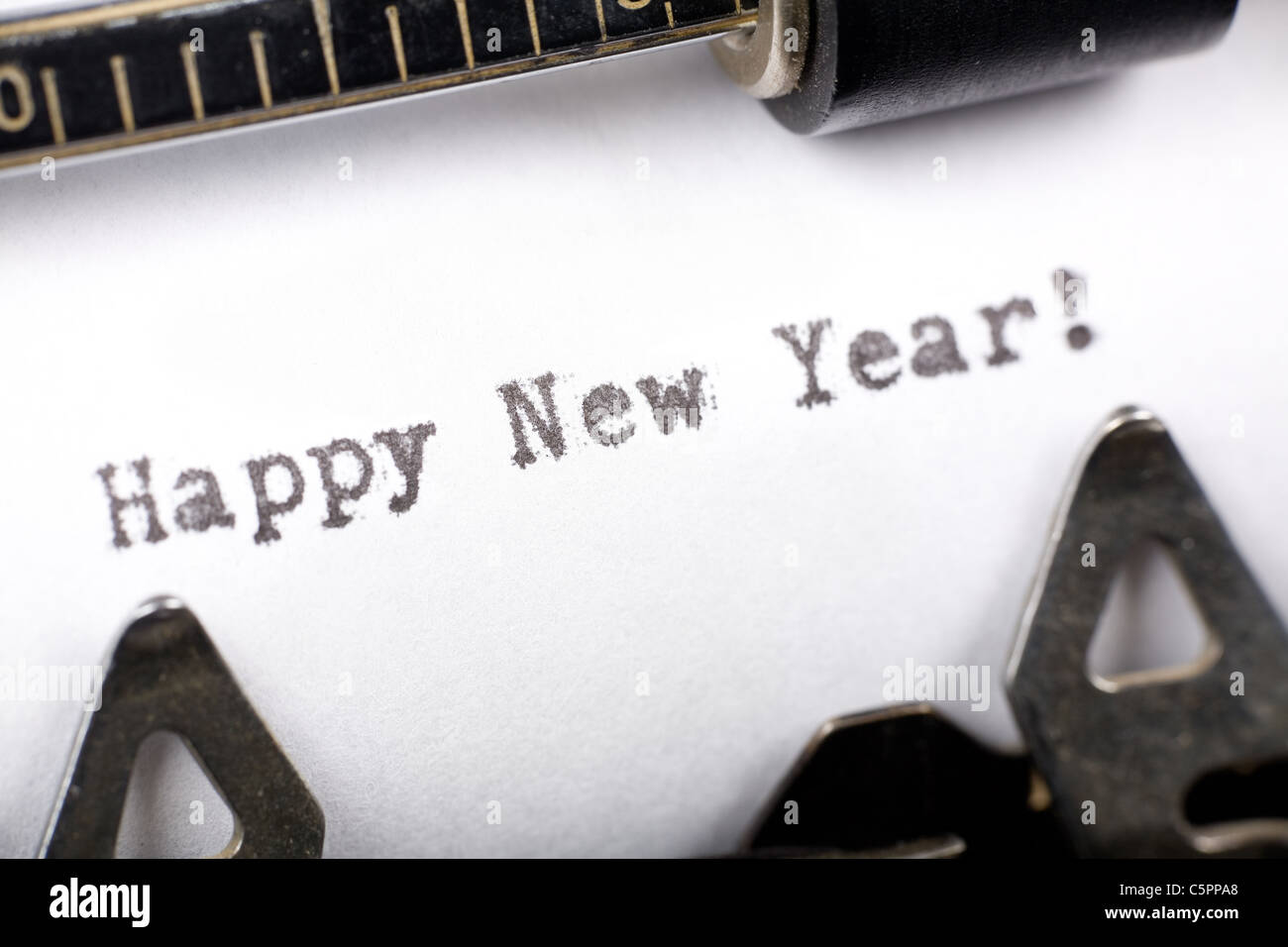 Typewriter close up shot, concept of Happy New Year Stock Photo - Alamy