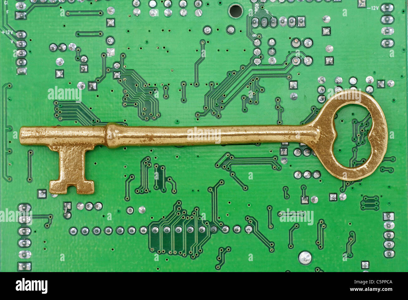 Circuit Board and golden key, concept of online business success Stock ...