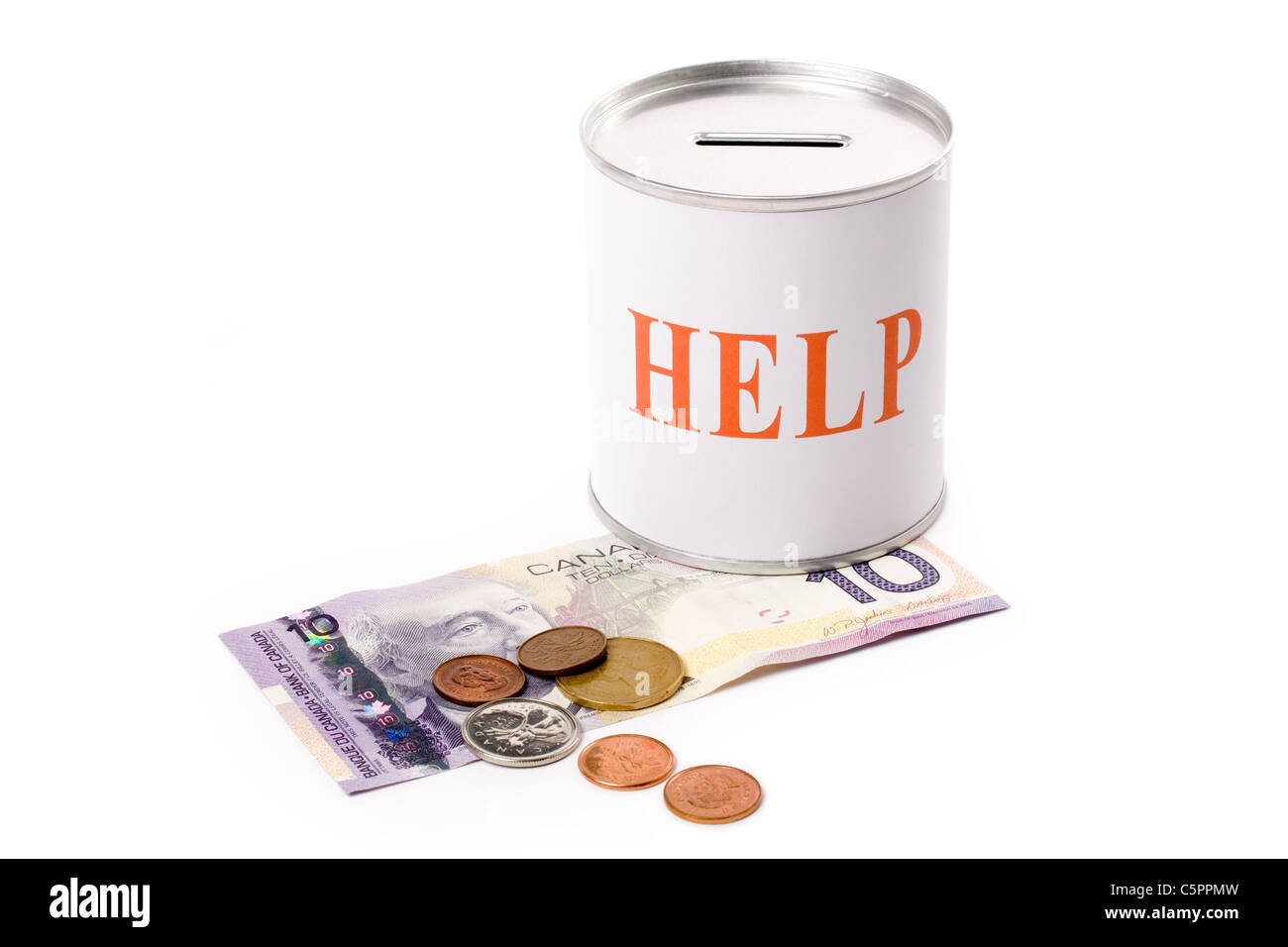 canadian dollar and help Box, concept of financial support Stock Photo ...
