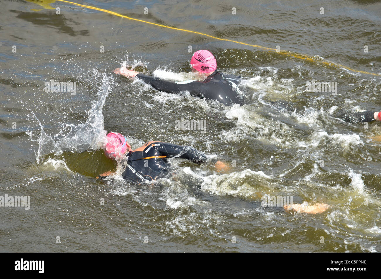Swimmers in Triathlon Stock Photo - Alamy